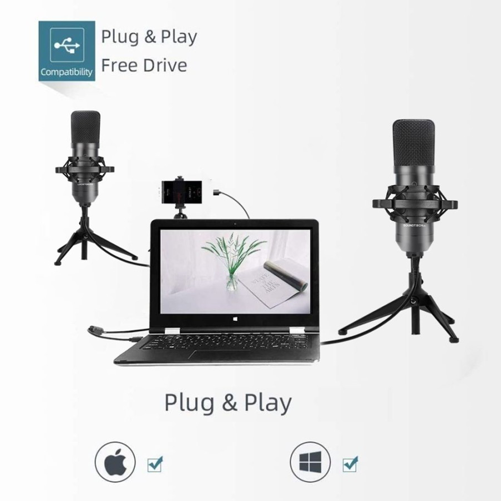 SOUNDTECH Lite Condenser Microphone Stand Table for PC Record Steaming ...