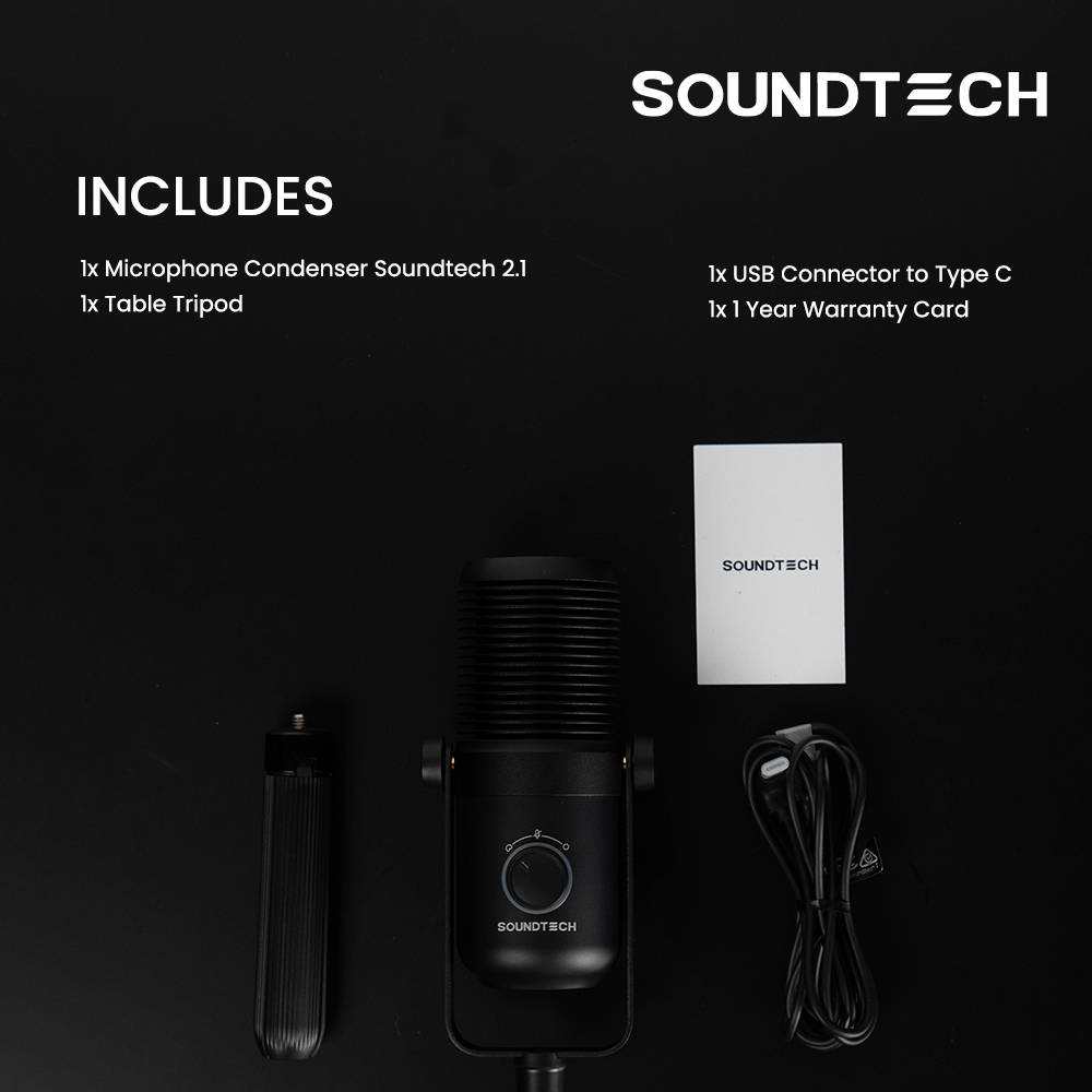 SOUNDTECH 2.1 USB Condenser Microphone Cardioid and Omnidirect for PC ...