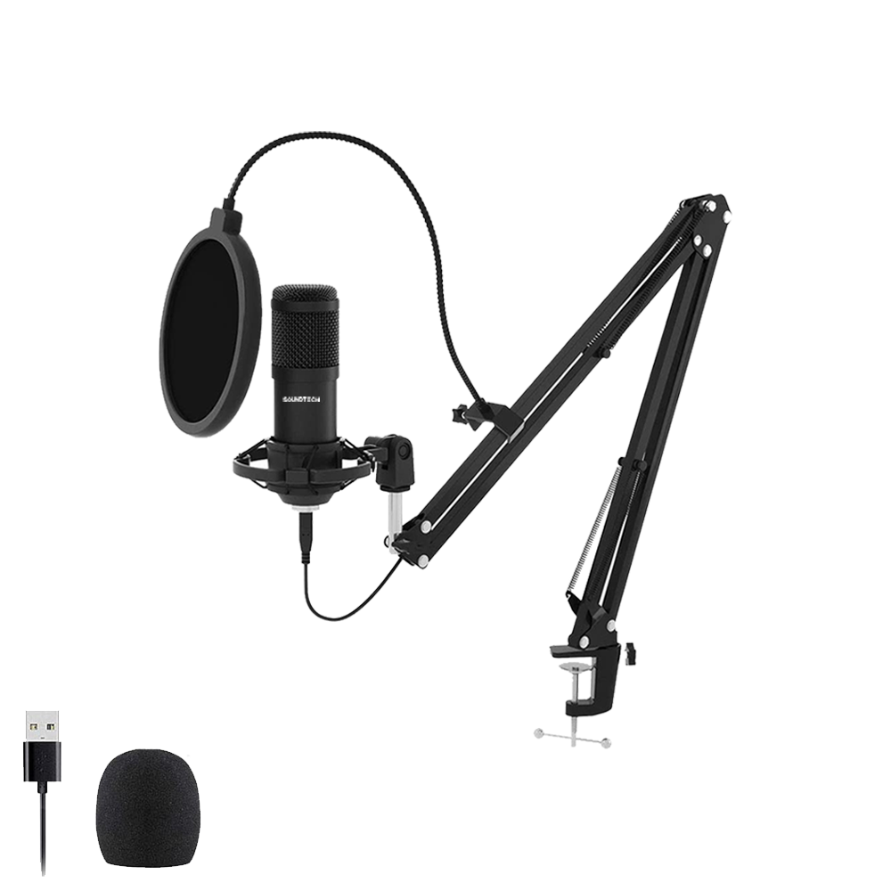 SOUNDTECH USB Condenser Microphone Boom Arm for PC Recording Streaming ...